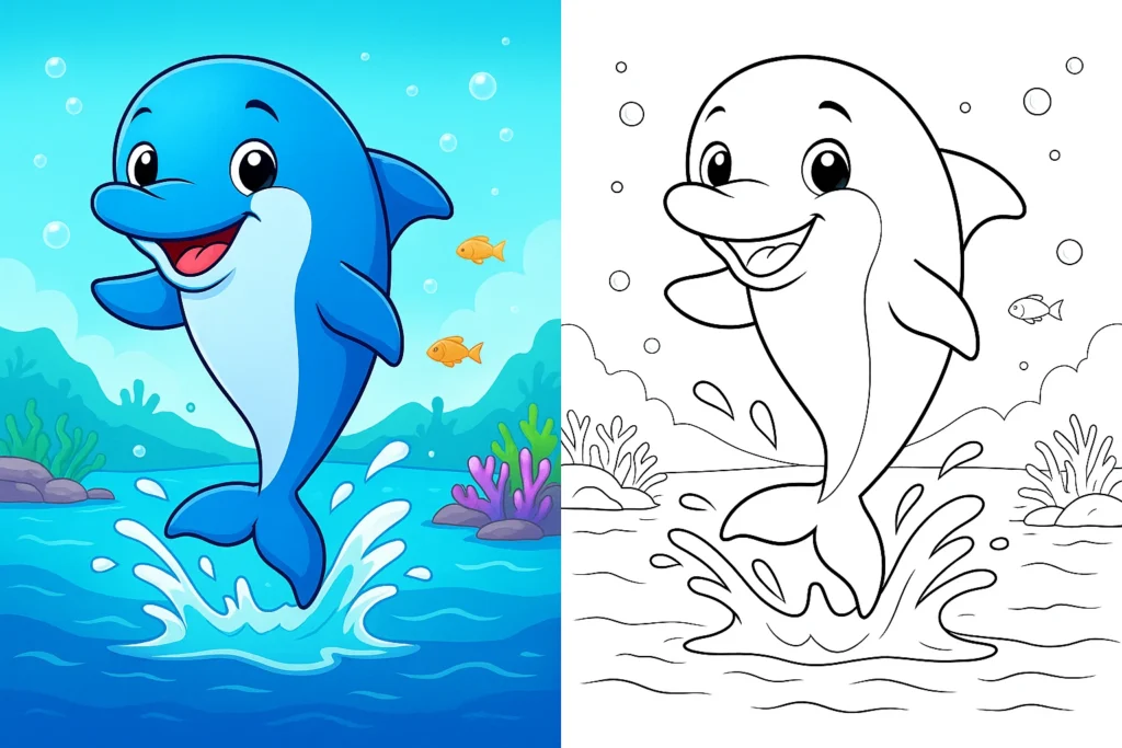 Dolphin Coloring Pages – Free Printable PDF Sheets to print