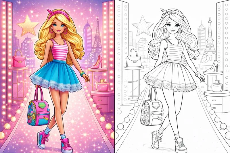 Barbie Coloring Pages - Printable Designs for Kids & Adults