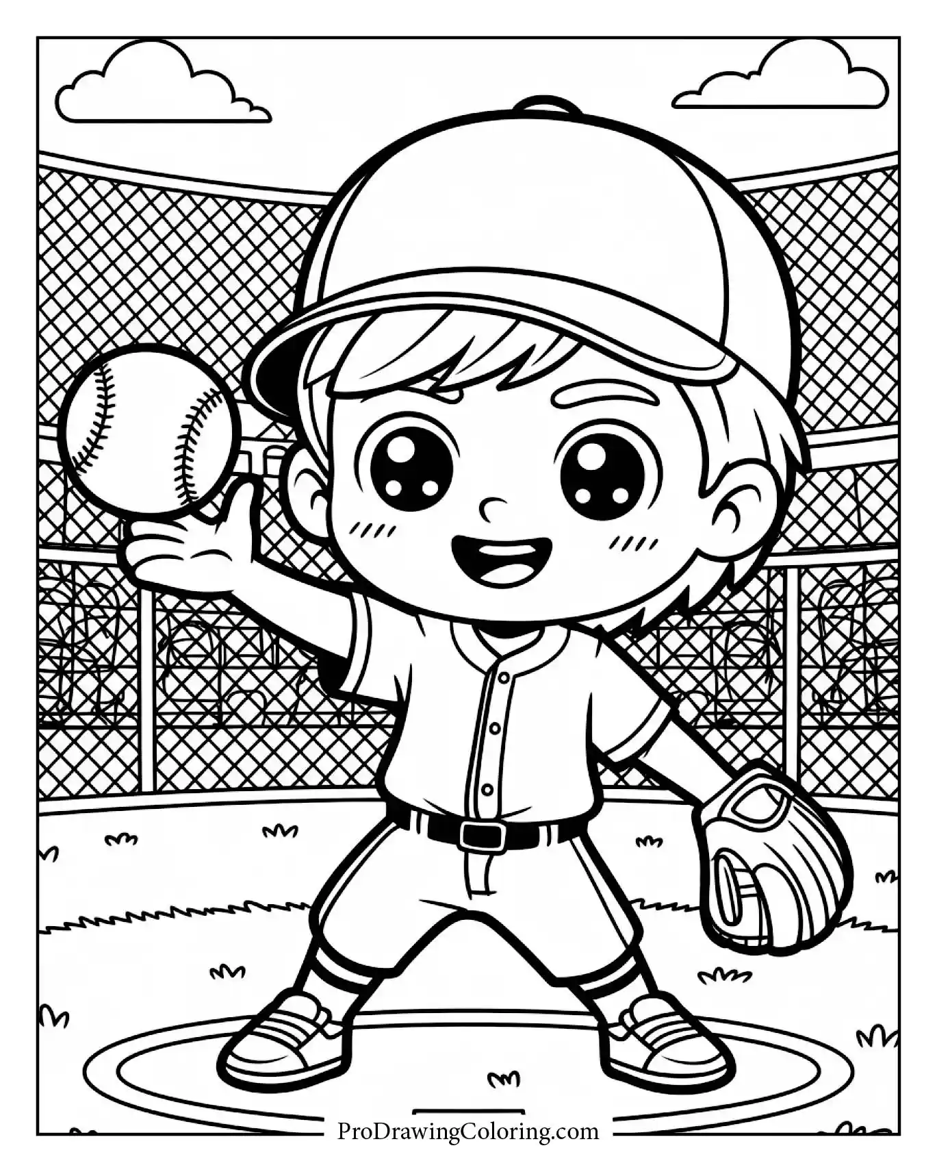 Baseball Coloring Pages Free Printable PDF for Kids and Adults